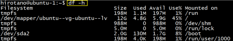【Linux】 ディスク使用量の表示（df / du / ncdu） | hirota.noの技術ブログ〜 It's all over the network.